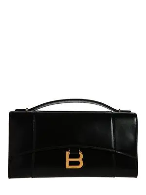 Balenciaga Hourglass Leather Top Handle Clutch - 1000 Black