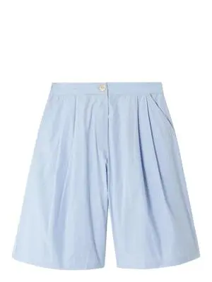 Thierry Colson Striped Pleated Cotton-poplin Shorts - Blue