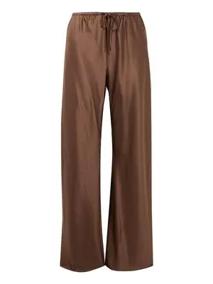Veronica Beard Billie Silk-blend Satin Straight-leg Pants - Brown