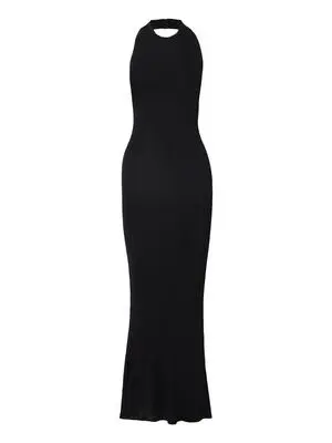 NILI LOTAN Gertrude Ribbed-knit Maxi Dress - Black