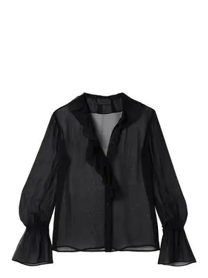 NILI LOTAN Cecily Ruffled Silk-chiffon Blouse - Black