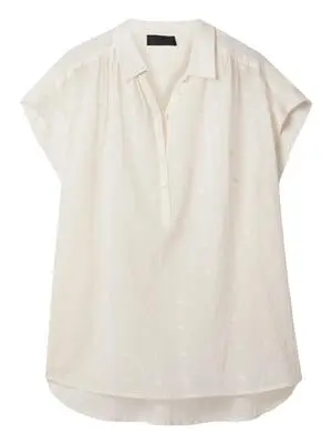 NILI LOTAN Normandy Embroidered Cotton-voile Blouse - Ivory