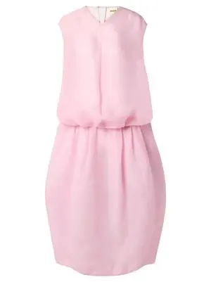 Khaite Noah Gathered Silk-organza Midi Dress - Pink