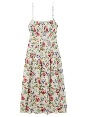 DÔEN Benoit Floral-print Ramie Midi Dress - Ivory