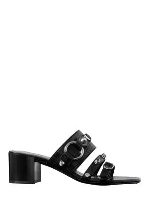 Balenciaga City Embellished Crinkled-leather Mules - Black