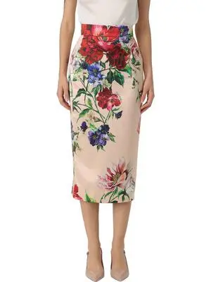 Dolce & Gabbana Floral Print Pencil Skirt - White