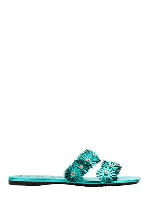 Loewe Petal Flower Crystal Sandals - Turquoise