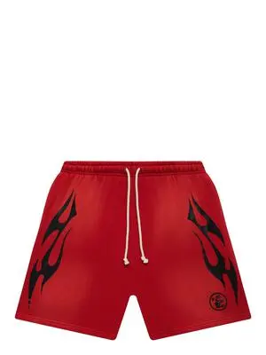 HELLSTAR Flame Graphic Shorts Red
