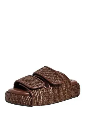 SIMONMILLER Raffia Slides - Chocolate