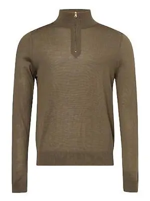 Paul Smith Wool Knit Half-zip Jumper - Khaki