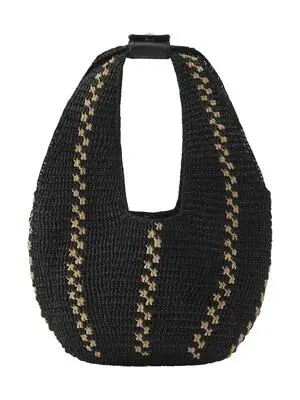 Helen Kaminski Aquarius Raffia Hobo Bag - Charcoal/ Natural