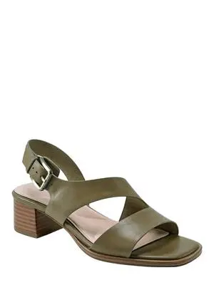 Rockport Leather Sandal With Stacked Block Heel Dark Green