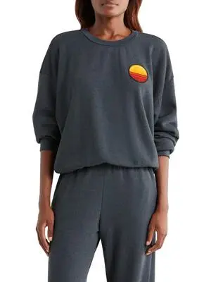 Aviator Nation Sunset Patch Slouchy Sweatshirt - Charcoal
