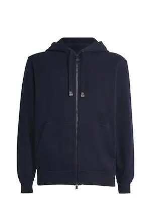 Brioni Stretch-cotton Zip-up Hoodie - Blue