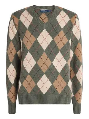 Ralph Lauren Cotton-wool Argyle Sweater - Green