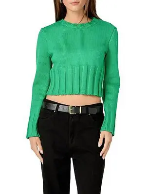 English Factory Open Back Cropped Sweater - Green