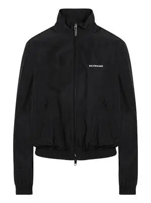 Balenciaga Bomber Jacket With Zip And Logo - Black