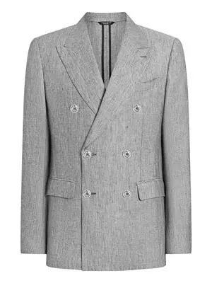 Dolce & Gabbana Sicilia Light Double-breasted Linen Canvas Jacket - Grey