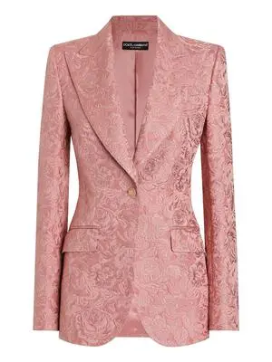 Dolce & Gabbana Single-breasted Floral Quilted Jacquard Turlington Jacket - Pink