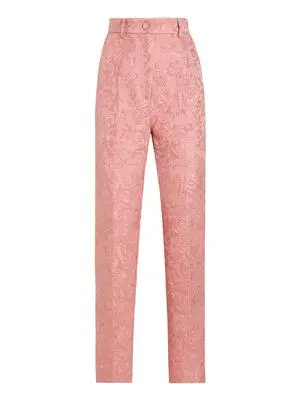 Dolce & Gabbana Tailored Quilted Floral Jacquard Pants - Pink