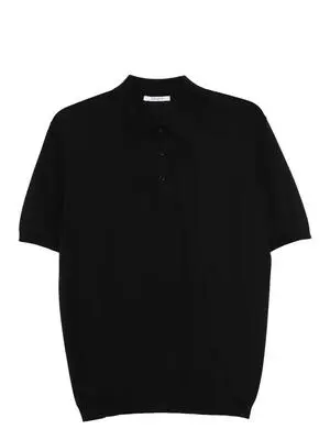 KANGRA Fine-ribbed Polo Shirt - Black