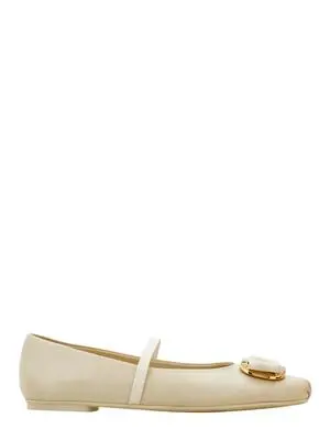 FERRAGAMO Vara Buckle-detail Ballet Flats - Neutrals