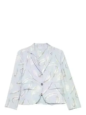 Thom Browne Feather-print Silk Blazer - Blue