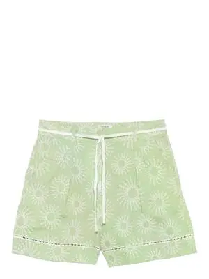 Scotch & Soda Floral-embroidered Shorts - Green