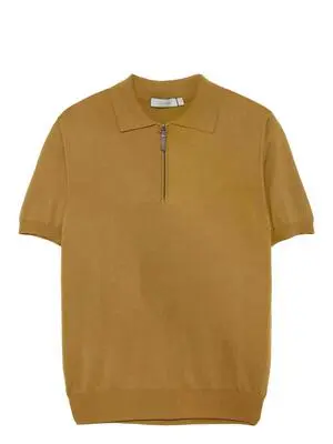 Canali Cotton Zip-up Polo Shirt - Brown