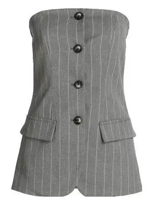 VICOLO Strapless Pinstriped Top - Grey