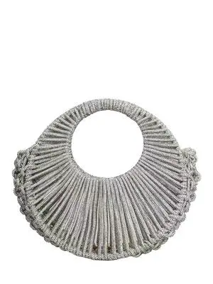 HIBOURAMA Pleated Circular Handbag Silver