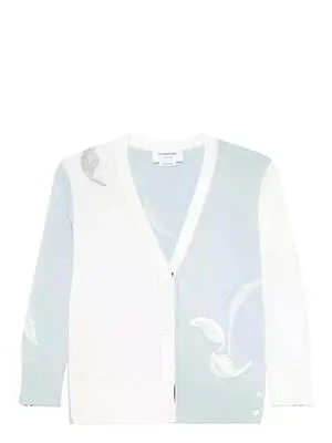 Thom Browne Feather-intarsia Cotton Cardigan - Blue