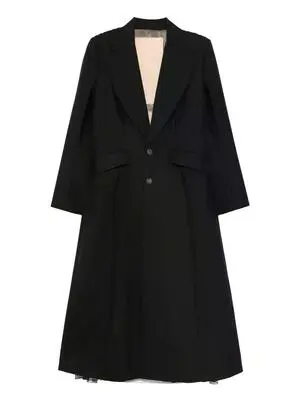 QUETSCHE Patchwork Detail Coat - Black