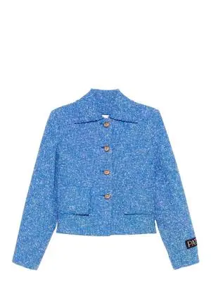Patou Tweed Cropped Jacket - Blue