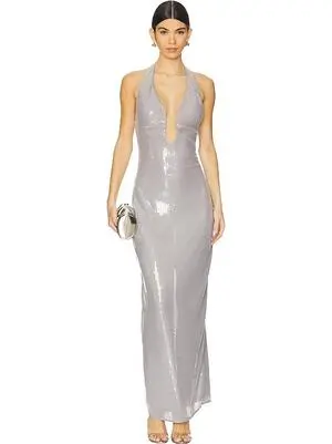 Misha Collection Alusia Sequin Gown - Pewter