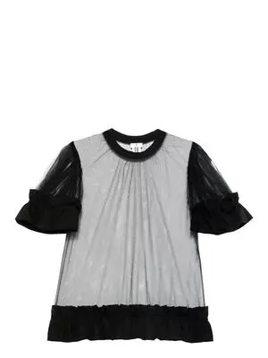 Noir Kei Ninomiya Ruffle-detail Sheer Blouse - Black
