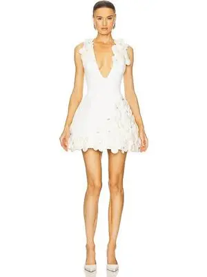 BRONX BANCO Estelle Mini Dress With Floral Embellishments - White