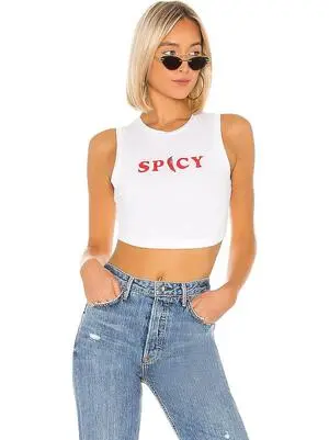 Superdown Cropped Graphic Tee - White