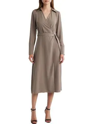 FRIENDS LIKE THESE Long Sleeve Wrap Midi Dress