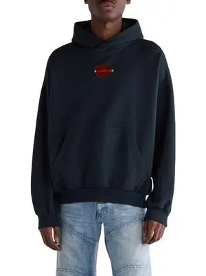Balenciaga Taped Logo Graphic Hoodie - Faded Black/ White/ Red