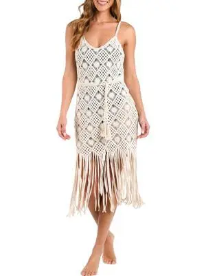 L'Agence Crocheted Cover-up Dress - Natural