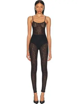 Alexandre Vauthier Panther Lace Catsuit - Black