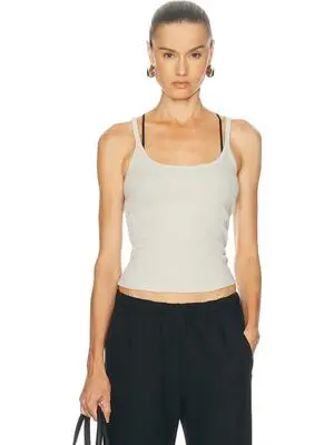 Enza Costa Cotton Rib Cami Tank Top - Champagne