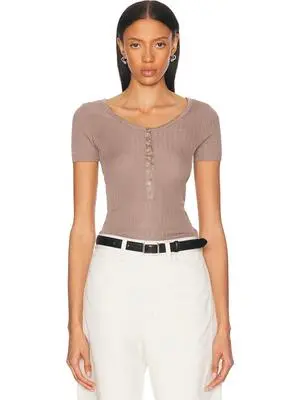 LEMAIRE Button Ribbed Bodysuit - Misty Mauve