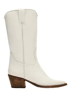 Pink Steve Madden Albany Leather Boots White,ivory