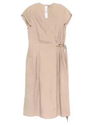 TWINSET Logo-plaque Midi Dress - Neutrals