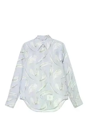 THOM BROWNE Feather-Print Silk Shirt
