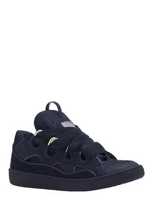 LANVIN Curb Leather Sneakers - Dark Grey