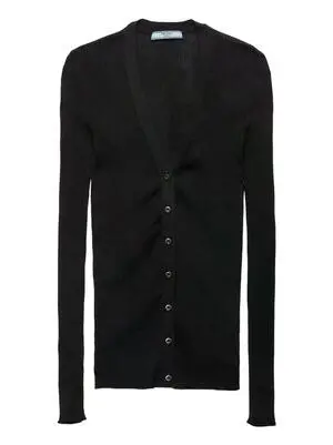 Prada Ribbed-knit Cardigan - Black