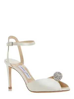 JIMMY CHOO Sacora 85 Ball Embellished Sandals - Ivory/crystal
